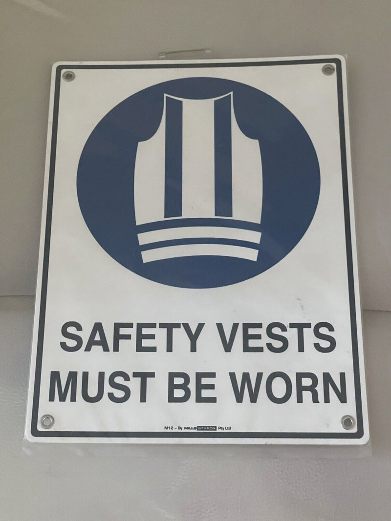 Safety Vests Must Be Worn Sign Polypropylene Styrox Display Weatherpro ...